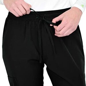 Green Town Women's Medical Nursing Jogger Scrub Pant GT Performance-Black-X-Large