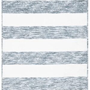 SAFAVIEH Easy Care Collection Accent Rug - 2'3" x 4', Grey & Ivory, Stripe Design, Non-Shedding & Easy Care, Machine Washable Ideal for High Traffic Areas in Entryway, Living Room, Bedroom (ECR115F)