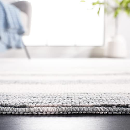 SAFAVIEH Easy Care Collection Accent Rug - 2'3" x 4', Grey & Ivory, Stripe Design, Non-Shedding & Easy Care, Machine Washable Ideal for High Traffic Areas in Entryway, Living Room, Bedroom (ECR115F)