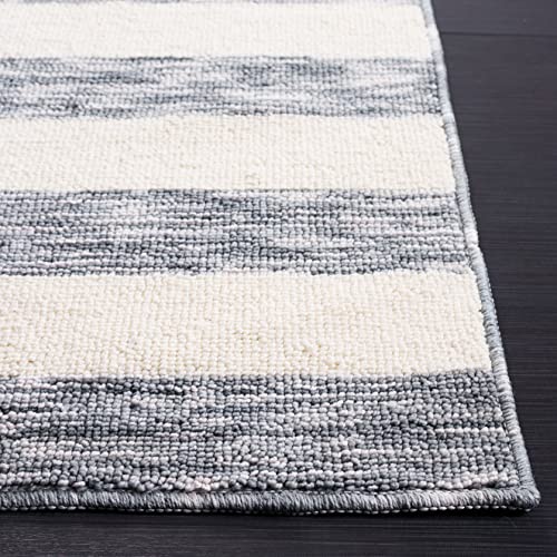 SAFAVIEH Easy Care Collection Accent Rug - 2'3" x 4', Grey & Ivory, Stripe Design, Non-Shedding & Easy Care, Machine Washable Ideal for High Traffic Areas in Entryway, Living Room, Bedroom (ECR115F)