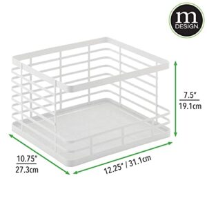 mDesign Large Stackable Metal Wire Food Baskets with Open Front for Kitchen, Pantry, Cabinet, Countertop, Bin for Fruit, Vegetable, and Snack Storage Organizer, Carson Collection, 4 Pack, Matte White