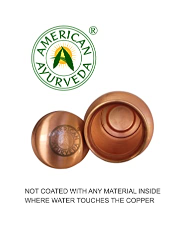 A American Ayurveda 100% Pure Copper Water Bottles Joint Free, Leak Proof, Tumbler, Flask, Yoga, Health Benefits, Natural Ayurvedic Alkaline Water with Water Temperature Indicator (600ml (20Oz))