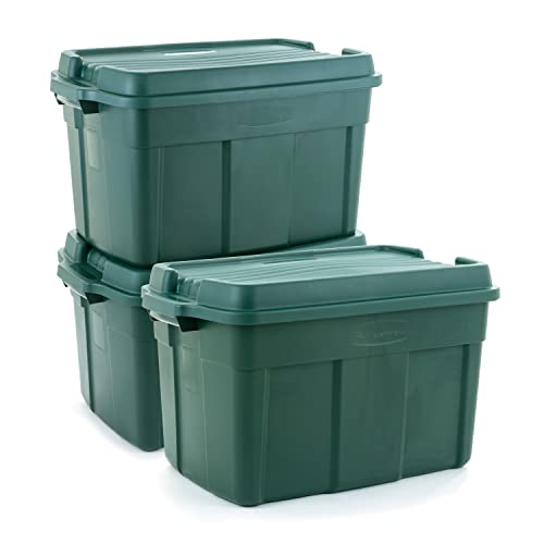 Rubbermaid ECOSense High-Top Storage Containers with Lids, 37 Gal (Pack of 3), Durable and Reusable Stackable Storage Bins for Garage or Home Organization, Made From Recycled Materials, Hunter Green