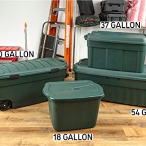 Rubbermaid ECOSense High-Top Storage Containers with Lids, 37 Gal (Pack of 3), Durable and Reusable Stackable Storage Bins for Garage or Home Organization, Made From Recycled Materials, Hunter Green