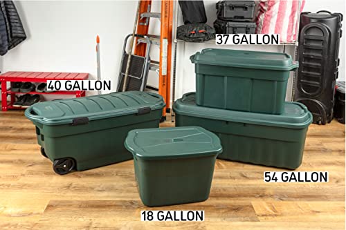 Rubbermaid ECOSense High-Top Storage Containers with Lids, 37 Gal (Pack of 3), Durable and Reusable Stackable Storage Bins for Garage or Home Organization, Made From Recycled Materials, Hunter Green