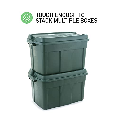 Rubbermaid ECOSense High-Top Storage Containers with Lids, 37 Gal (Pack of 3), Durable and Reusable Stackable Storage Bins for Garage or Home Organization, Made From Recycled Materials, Hunter Green