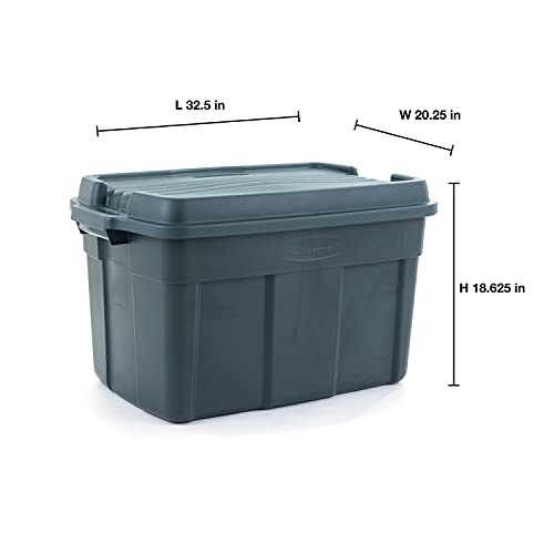 Rubbermaid ECOSense High-Top Storage Containers with Lids, 37 Gal (Pack of 3), Durable and Reusable Stackable Storage Bins for Garage or Home Organization, Made From Recycled Materials, Hunter Green