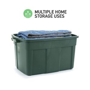 Rubbermaid ECOSense High-Top Storage Containers with Lids, 37 Gal (Pack of 3), Durable and Reusable Stackable Storage Bins for Garage or Home Organization, Made From Recycled Materials, Hunter Green