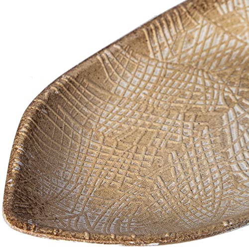 Porto Boutique Wood Leaf Shaped Tray Decorative Serving Platter Plate Dish Key Bowl Entryway Snacks Dessert Cheese Display Food Jewelry Trinket Centerpiece Home Office Accent Piece (Natural)