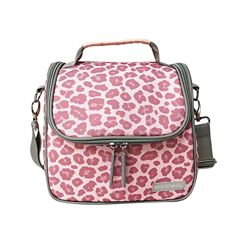 Kindness Footprint Lunch Bag Insulated Lunch Box Detachable Adjustable Strap… (Leopard Pink)