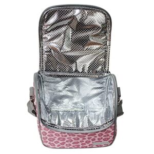 Kindness Footprint Lunch Bag Insulated Lunch Box Detachable Adjustable Strap… (Leopard Pink)