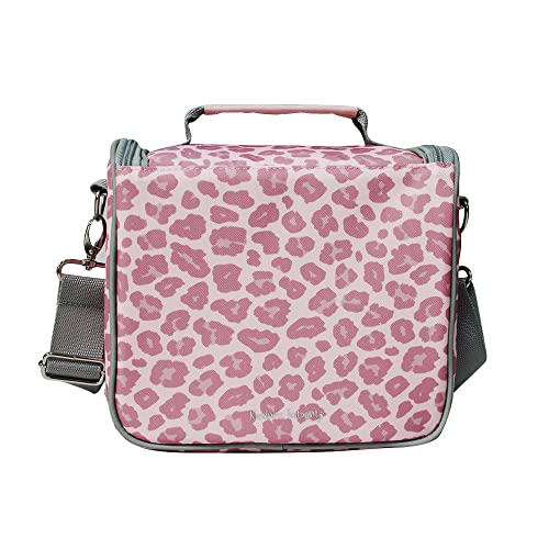 Kindness Footprint Lunch Bag Insulated Lunch Box Detachable Adjustable Strap… (Leopard Pink)