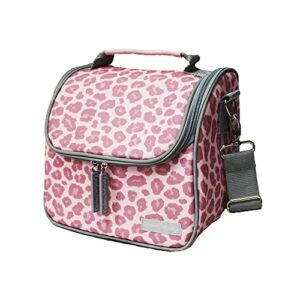 Kindness Footprint Lunch Bag Insulated Lunch Box Detachable Adjustable Strap… (Leopard Pink)