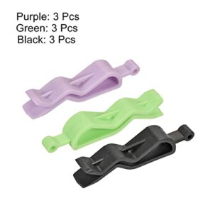 MECCANIXITY Garbage Bin Clip, Kitchen Trash Can Bag Clips Waste Basket Garbage Bin Clamp Bag Clip Black Green Purple 9in3 Set