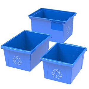 Storex 9 Gallon Recycle Bin, Blue, 1 Count (61549A01C)