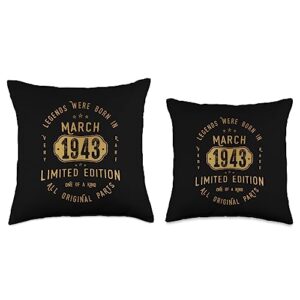 March 1943 - Birthday Unforgettable Legends were Born in March 1943 Birthday Throw Pillow, 16x16, Multicolor