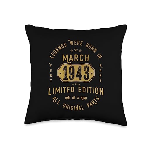 March 1943 - Birthday Unforgettable Legends were Born in March 1943 Birthday Throw Pillow, 16x16, Multicolor