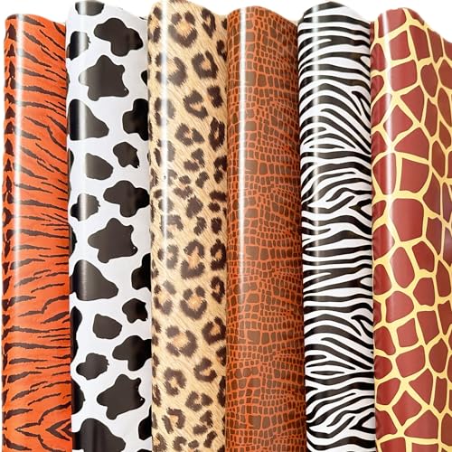 hriaitui 6 Pack Birthday Gift Wrapping Paper Sheet Folded Flat Leopard Animal Prints Pattern Traditional Gift Box Wrap for Graduation Birthday 70 X 50cm