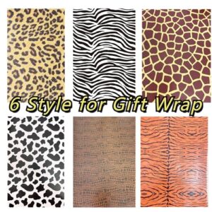 hriaitui 6 Pack Birthday Gift Wrapping Paper Sheet Folded Flat Leopard Animal Prints Pattern Traditional Gift Box Wrap for Graduation Birthday 70 X 50cm