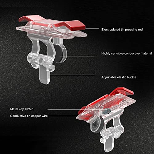 Mobile Phone Gaming Trigger,Mobile Phone Gaming Trigger 1 Pair Gamepad for Button Handle for L1R1 Shooter Controllers Keypads Grip for Phone - Red