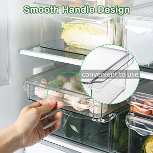 Refrigerator Organizer Bins with Lids 4 Pack,Stackable Clear Refrigerator Organizer For Fridge, Freezer, Kitchen Cabinet, Pantry Organization, Freezer Organizer Bins