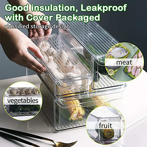 Refrigerator Organizer Bins with Lids 4 Pack,Stackable Clear Refrigerator Organizer For Fridge, Freezer, Kitchen Cabinet, Pantry Organization, Freezer Organizer Bins