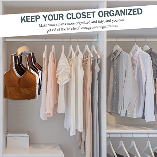 2 Pieces Space Saving Bra Organizer with Wood Tank Top Hanger Closet Organizer Hangers Natural Wood Bra Holder Hanger Closet Organizer and Storage Rack for Bras, Tank Tops, Camisoles