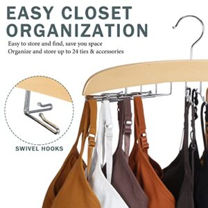 2 Pieces Space Saving Bra Organizer with Wood Tank Top Hanger Closet Organizer Hangers Natural Wood Bra Holder Hanger Closet Organizer and Storage Rack for Bras, Tank Tops, Camisoles