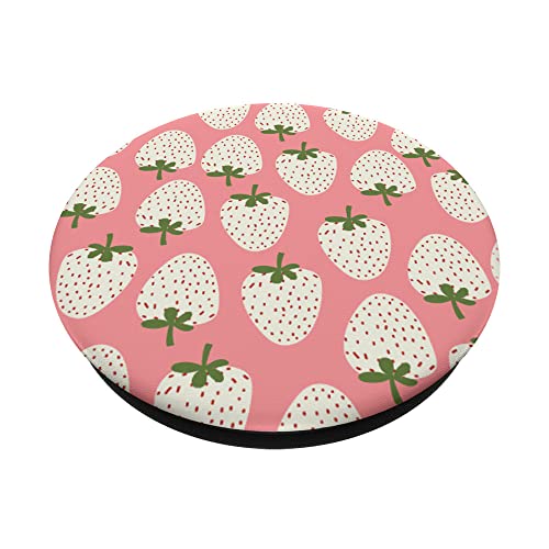 Cute Strawberry Vintage Aesthetic White Fruit Pink Berry PopSockets Swappable PopGrip