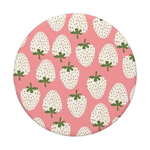 Cute Strawberry Vintage Aesthetic White Fruit Pink Berry PopSockets Swappable PopGrip