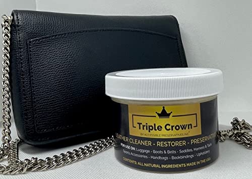 Accessible Preservatives 4 Ounce Leather formula; leather conditioner; leather cleaner; leather restorer for use on auto interiors, shoes, bags. Made in the U.S.A.