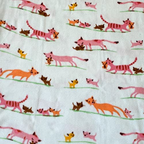 Momma Cats & Kittens Anti-Pill No-Sew Throw Fleece Fabric Kit (50x60)