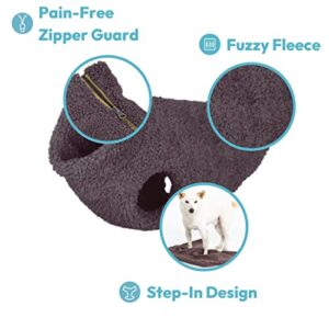 Gooby Sherpa Vest Dog Sweater - Stone Blue, Large - Warm Fuzzy Fleece Step in Dog Jacket Without Ring Leash - Winter Small Dog Sweater - Dog Sweaters for Small Dogs and Medium Dogs for Everyday Use