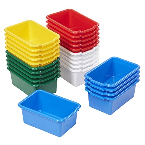 ECR4Kids Scoop Front Storage Bins, Multipurpose Organization, Assorted, 25-Piece