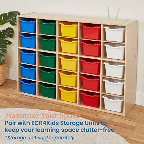 ECR4Kids Scoop Front Storage Bins, Multipurpose Organization, Assorted, 25-Piece