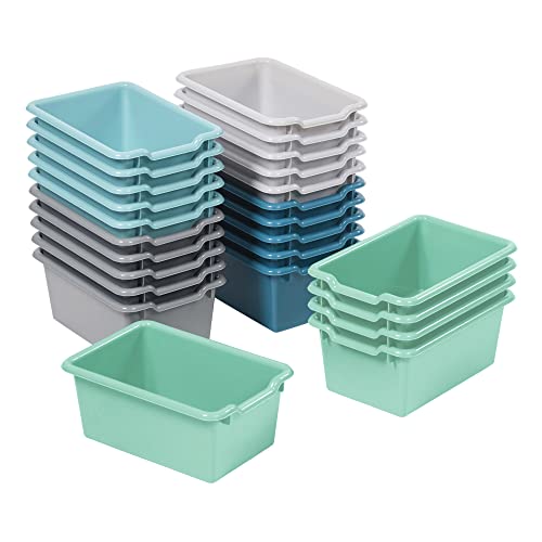 ECR4Kids Scoop Front Storage Bins, Multipurpose Organization, Contemporary, 25-Piece