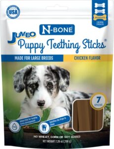 n-bone jumbo puppy teething sticks chicken flavor dog treats, 7.28-oz bag