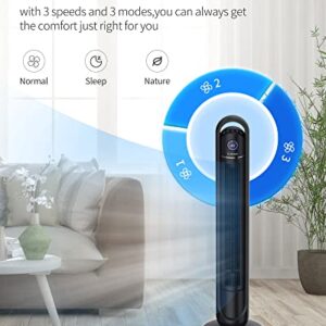 Tower Fan for Bedroom- 45" Oscillating Tower Fan with Remote, Bladeless Fans with 24H Timer, Cooling Fan, 3 Speeds, 3 Modes, LED Display, Standing Floor Fan for Bedroom Living Rooms Home Office, Black