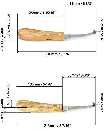 QWORK Hoof Knife Set, Left and Right Hand Razor Edge Shaped, Stainless Steel