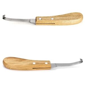 QWORK Hoof Knife Set, Left and Right Hand Razor Edge Shaped, Stainless Steel