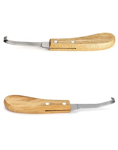 QWORK Hoof Knife Set, Left and Right Hand Razor Edge Shaped, Stainless Steel