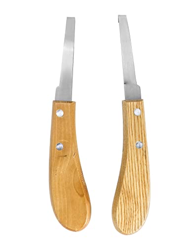 QWORK Hoof Knife Set, Left and Right Hand Razor Edge Shaped, Stainless Steel