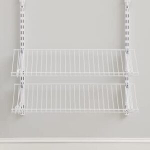 Rubbermaid Customizable Wall Mount Shoe Shelf, White, for Home/House/Closet/Laundry/Linen Organization