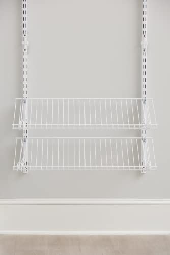 Rubbermaid Customizable Wall Mount Shoe Shelf, White, for Home/House/Closet/Laundry/Linen Organization