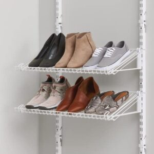 Rubbermaid Customizable Wall Mount Shoe Shelf, White, for Home/House/Closet/Laundry/Linen Organization