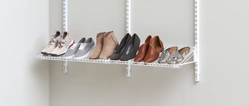 Rubbermaid Customizable Wall Mount Shoe Shelf, White, for Home/House/Closet/Laundry/Linen Organization