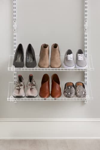 Rubbermaid Customizable Wall Mount Shoe Shelf, White, for Home/House/Closet/Laundry/Linen Organization