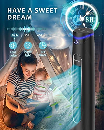 Evaporative Cooler, 46" Air Cooler Fan with Remote, 3-IN-1 Swamp Cooler, Night light, Oscillating, Humidifying, 3 Modes, 3 Speeds, 8H Timer, 2 Ice Packs, Portable Air Conditioner for Home Bedroom