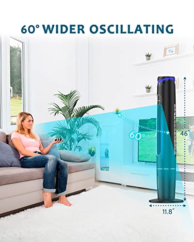 Evaporative Cooler, 46" Air Cooler Fan with Remote, 3-IN-1 Swamp Cooler, Night light, Oscillating, Humidifying, 3 Modes, 3 Speeds, 8H Timer, 2 Ice Packs, Portable Air Conditioner for Home Bedroom