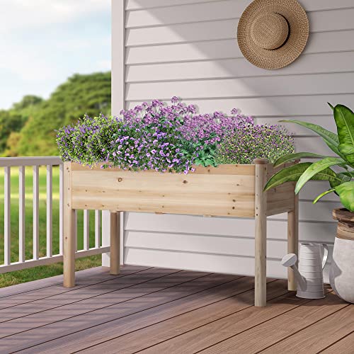 Yaheetech 2pcs Raised Garden Bed 48x24x30in Elevated Wooden Horticulture Planter Box with Legs Standing Growing Bed for Gardening/Backyard/Patio/Balcony, Wood